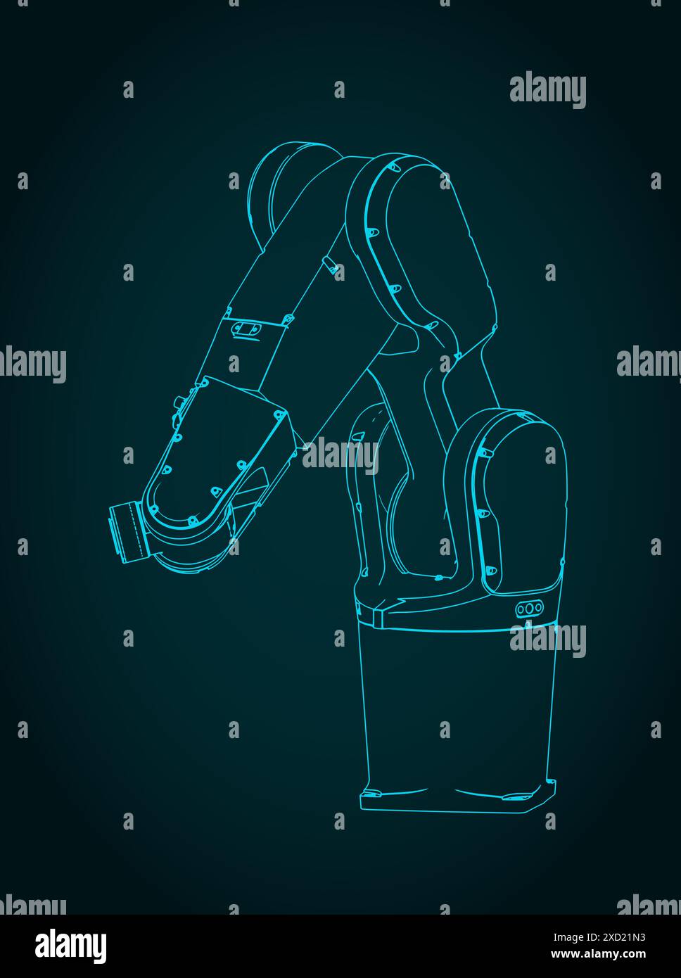 Industrial robot for automated production lines blueprint Stock Vector ...