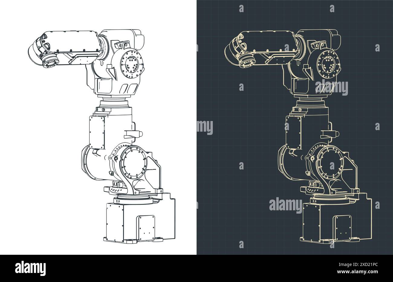 Industrial robot for automated production lines blueprints Stock Vector ...