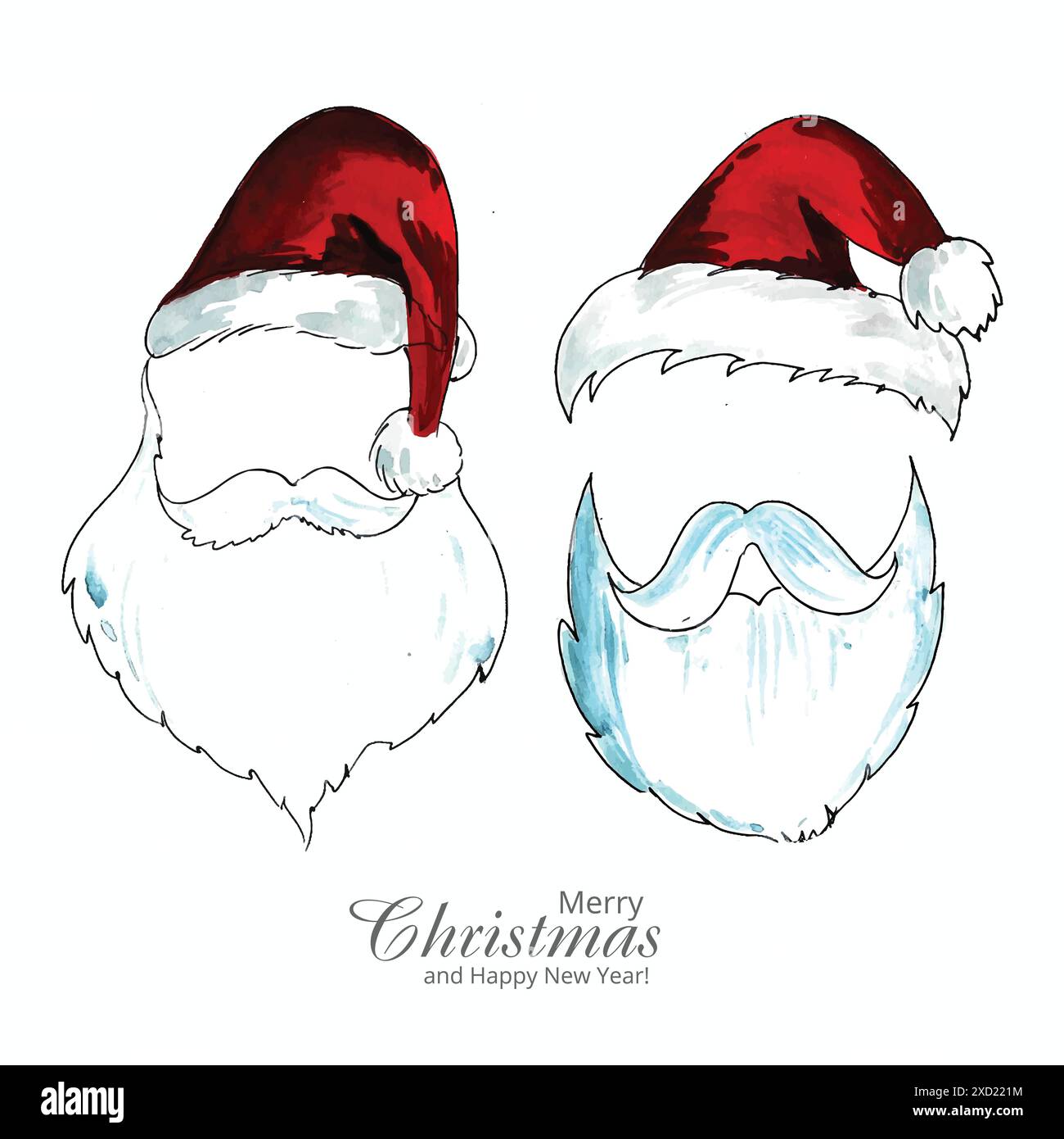 Hand draw sketch santa claus face set design Stock Vector Image & Art ...