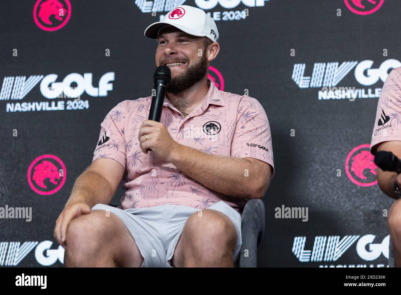 Tyrrell Hatton addresses the media during a press conference prior to ...