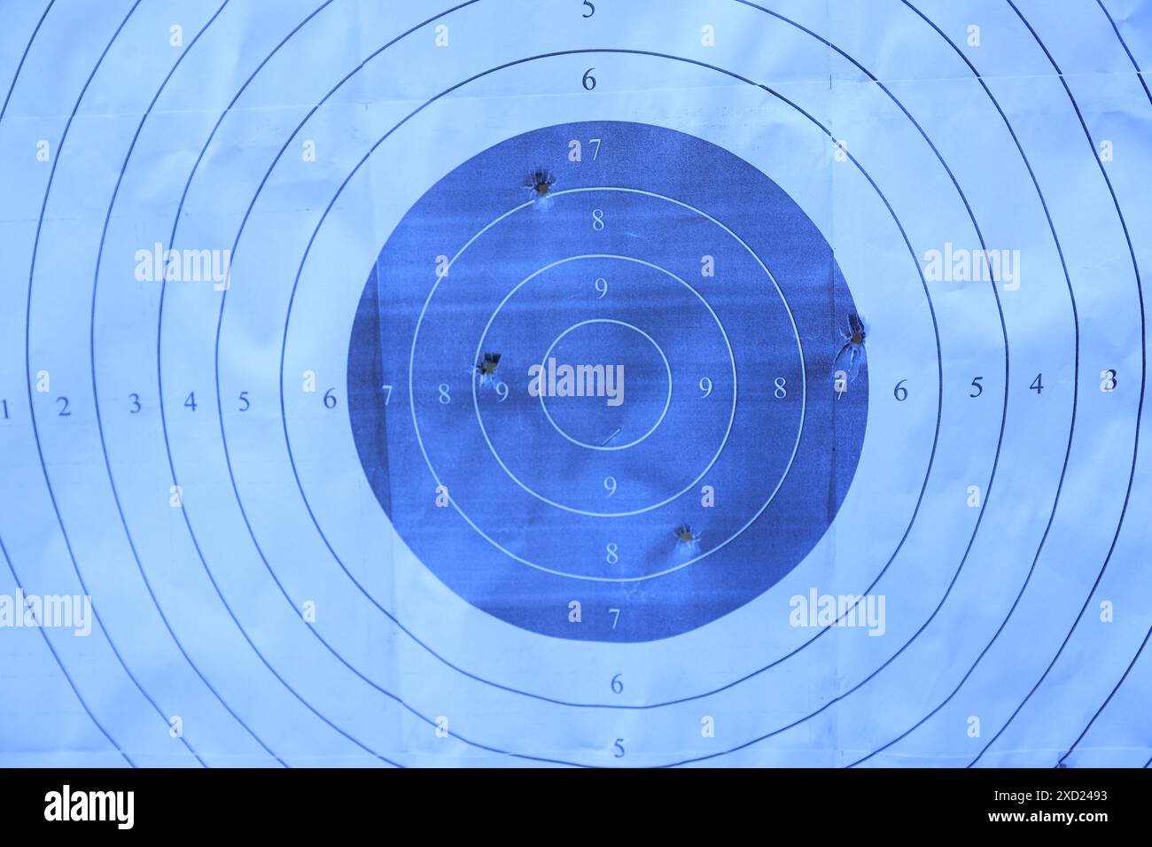 Close up of a shooting target and bullseye with bullet holes Stock ...