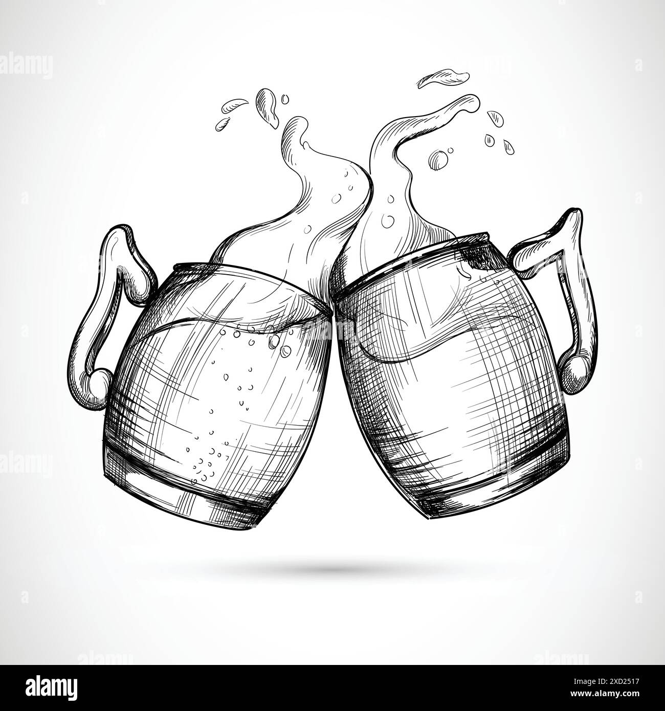 Hand drawn beer in glass mug sketch design Stock Vector Image & Art - Alamy