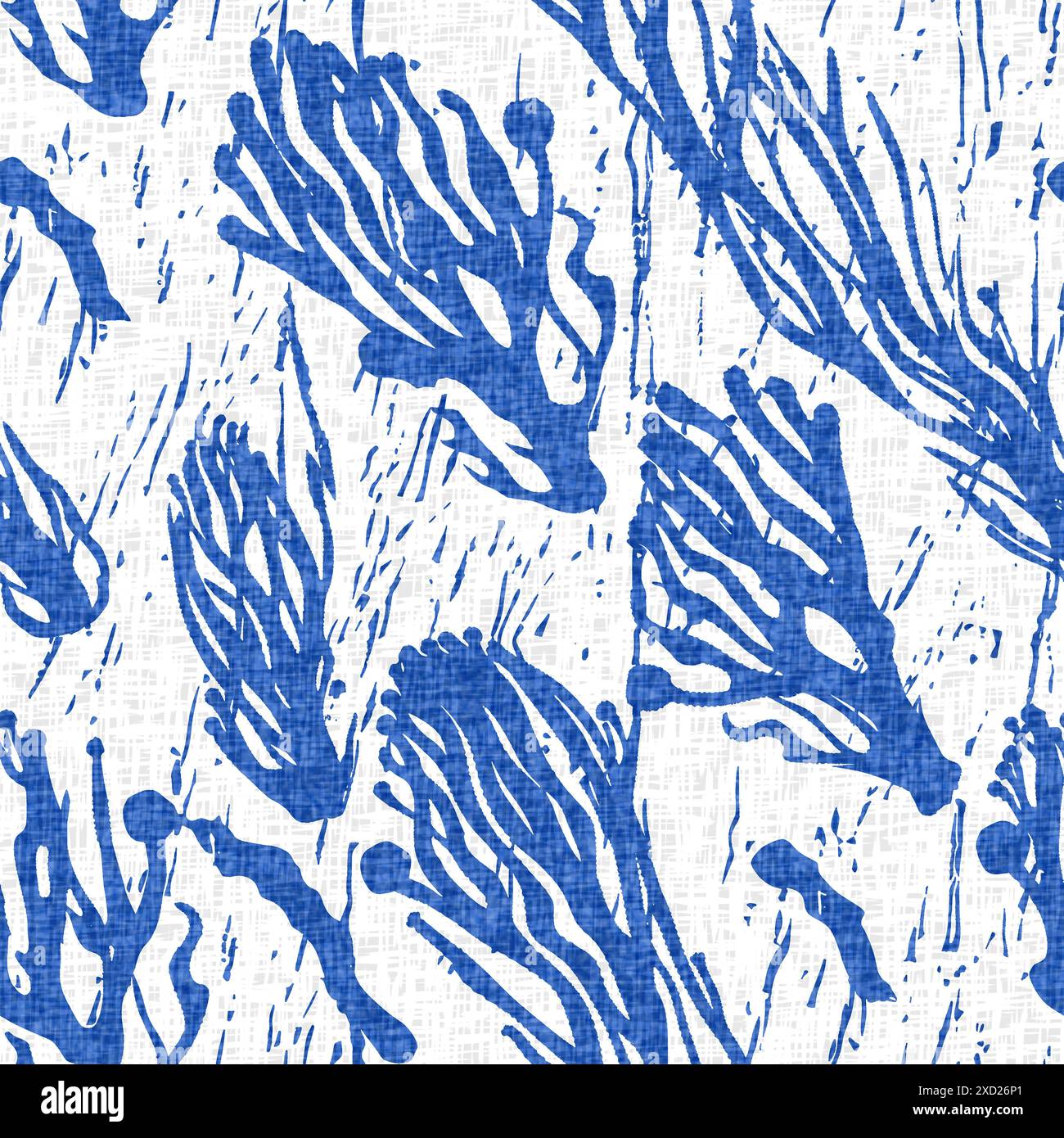 Whimsical seaweed kelp coastal electric blue beach pattern. Batik ...
