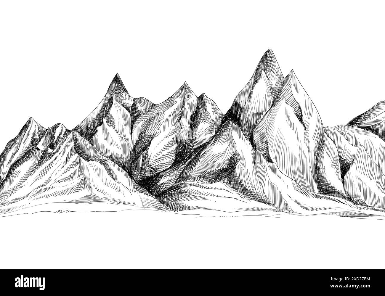 Hand drawing mountain landscape sketch design Stock Vector Image & Art ...