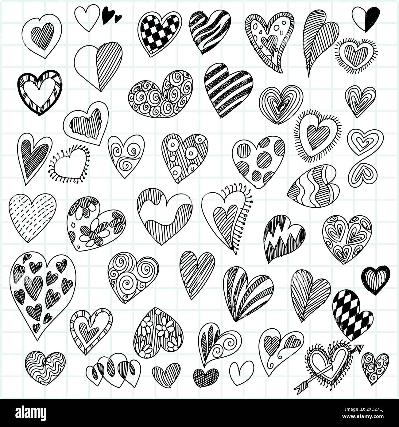 Doodle hearts different shape Stock Vector Images - Alamy