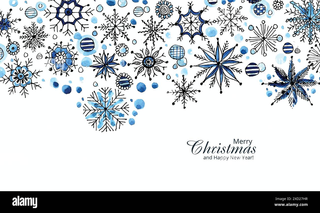 Christmas and New Year snowflakes card background vector Stock Vector ...
