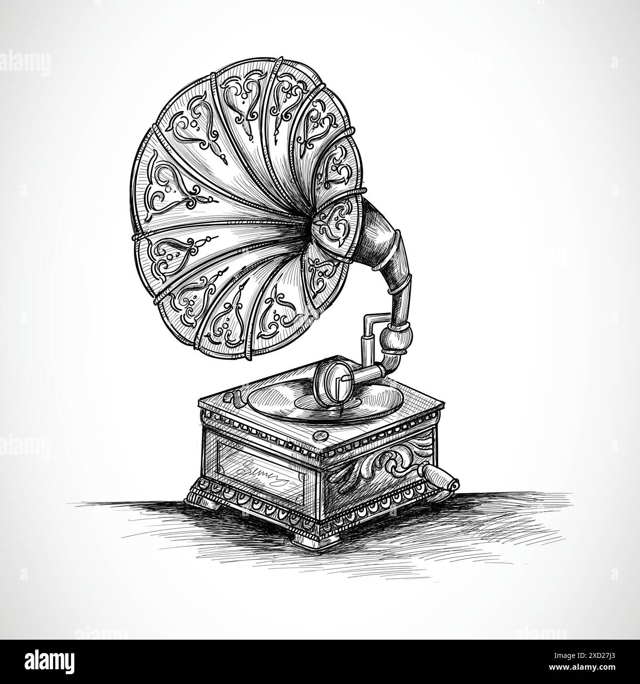Hand draw gramophone sketch design Stock Vector Image & Art - Alamy