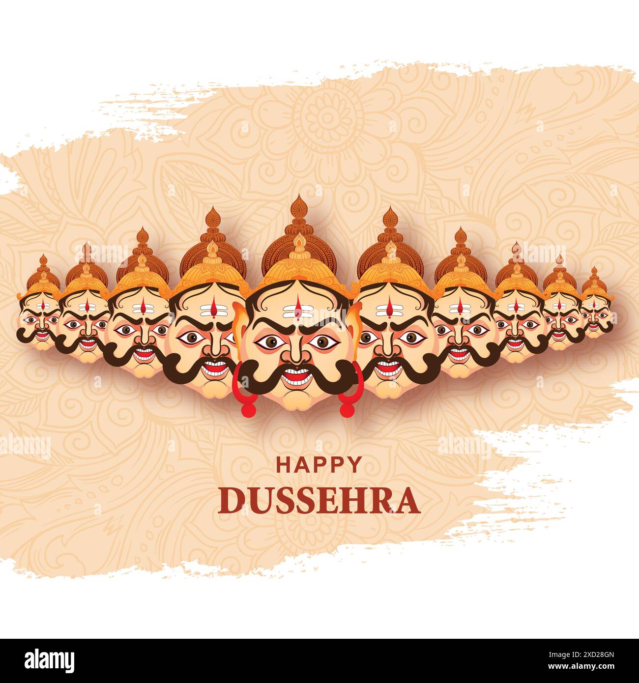 Happy dussehra celebration angry ravan with ten heads card background ...