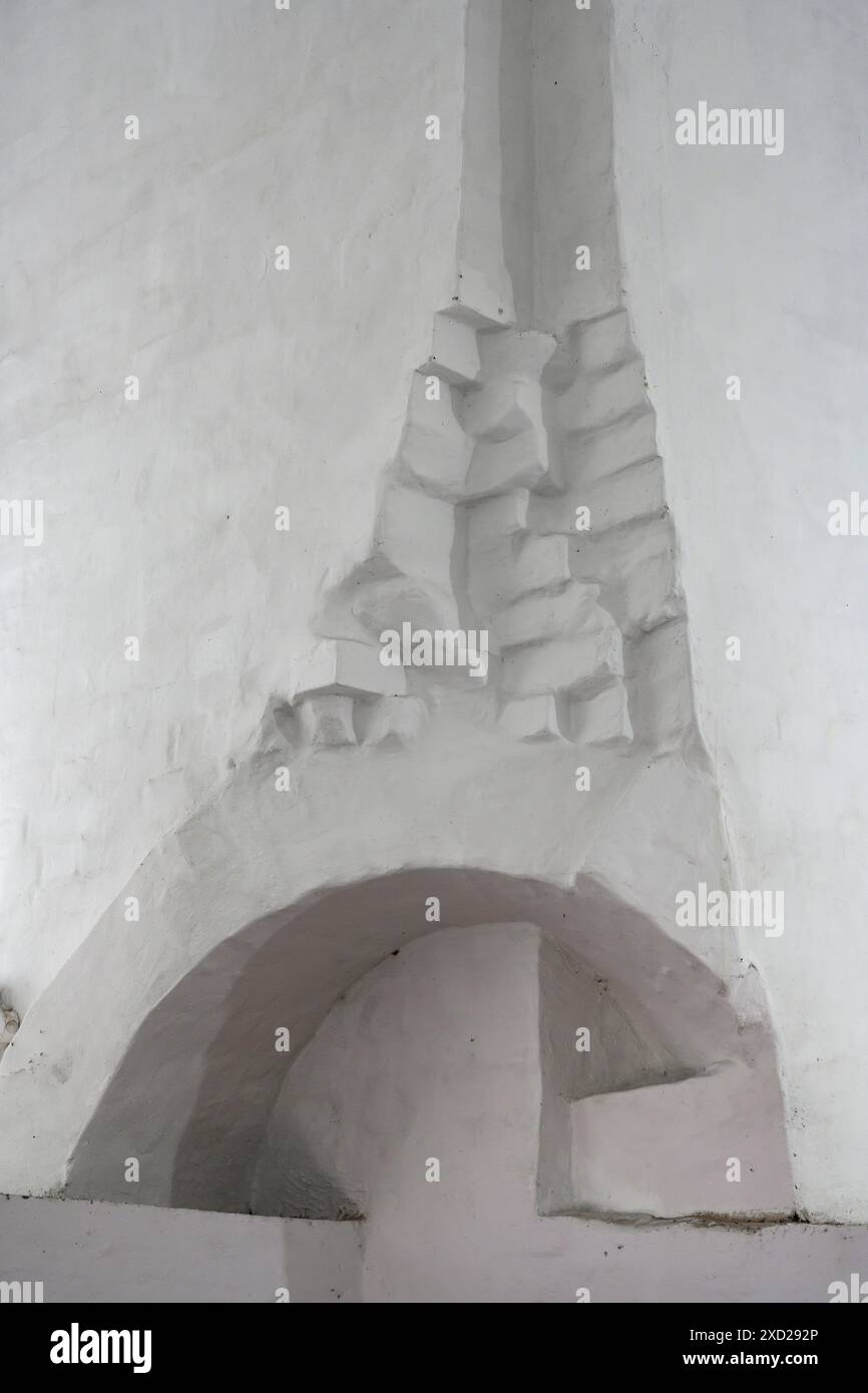 A fragment of a brick tab inside the bell tower of St. Nicholas ...