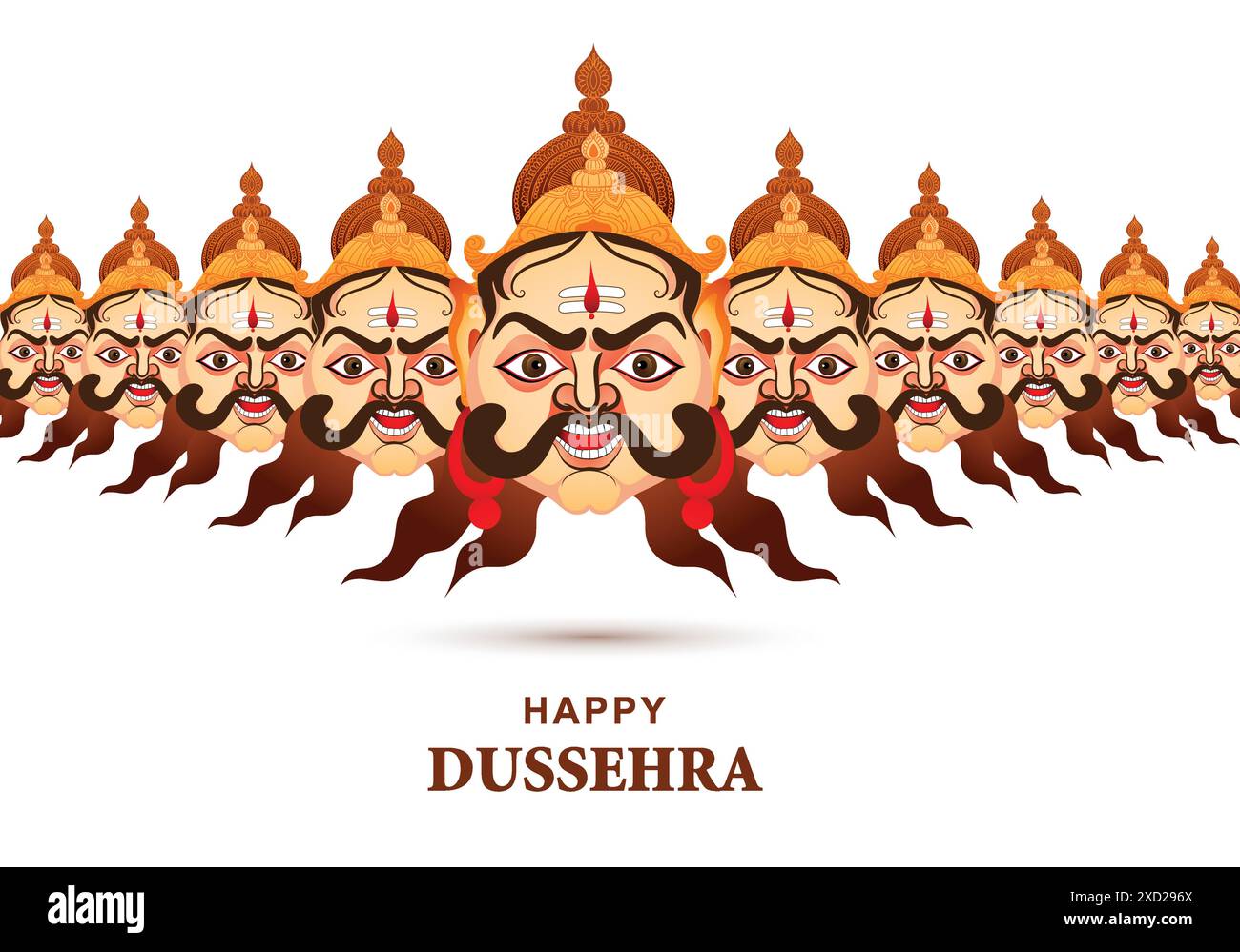 Happy dussehra celebration angry ravan with ten heads poster card Stock ...