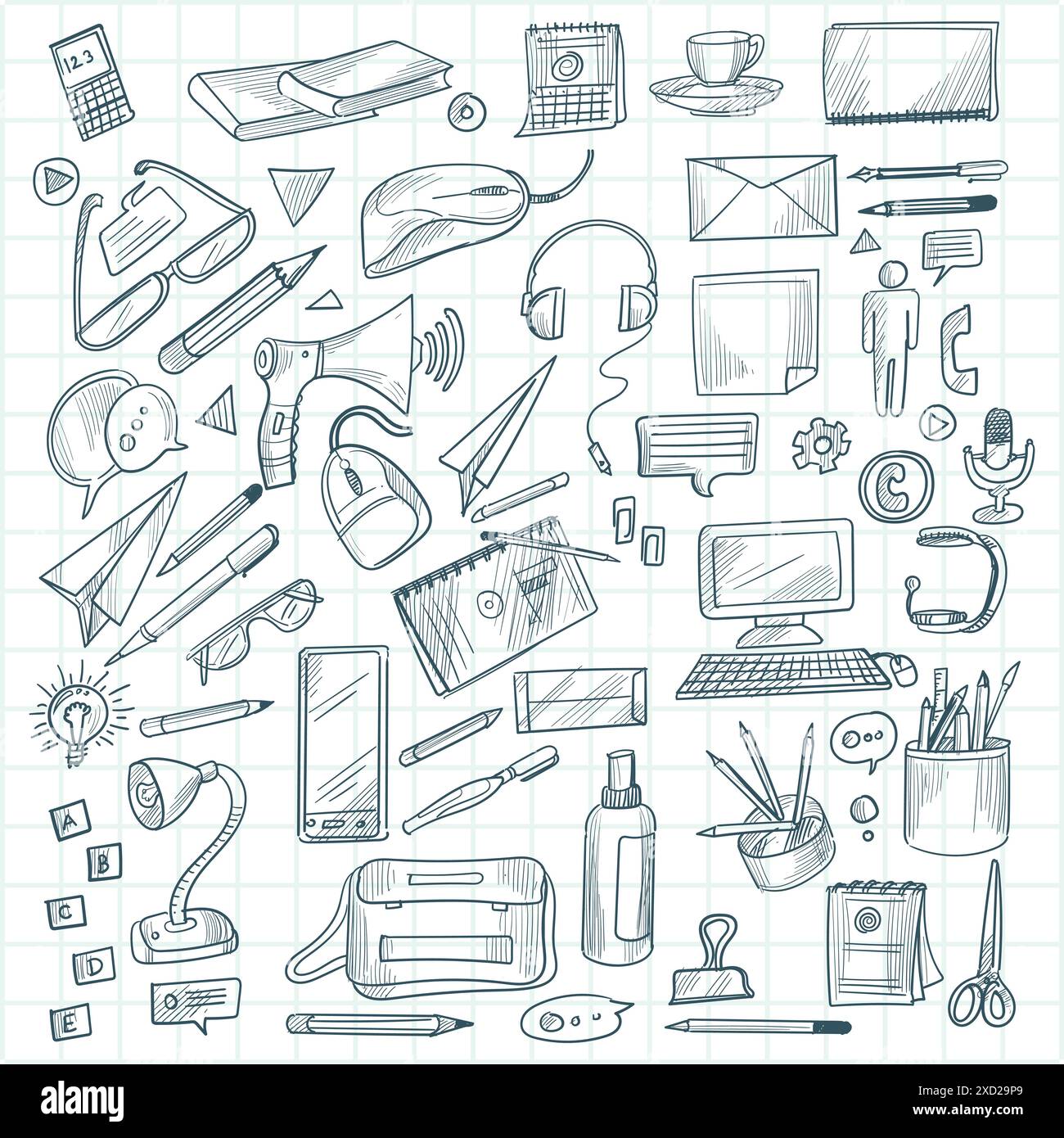 Hand draw technology sketch icon doodle set design Stock Vector Image ...