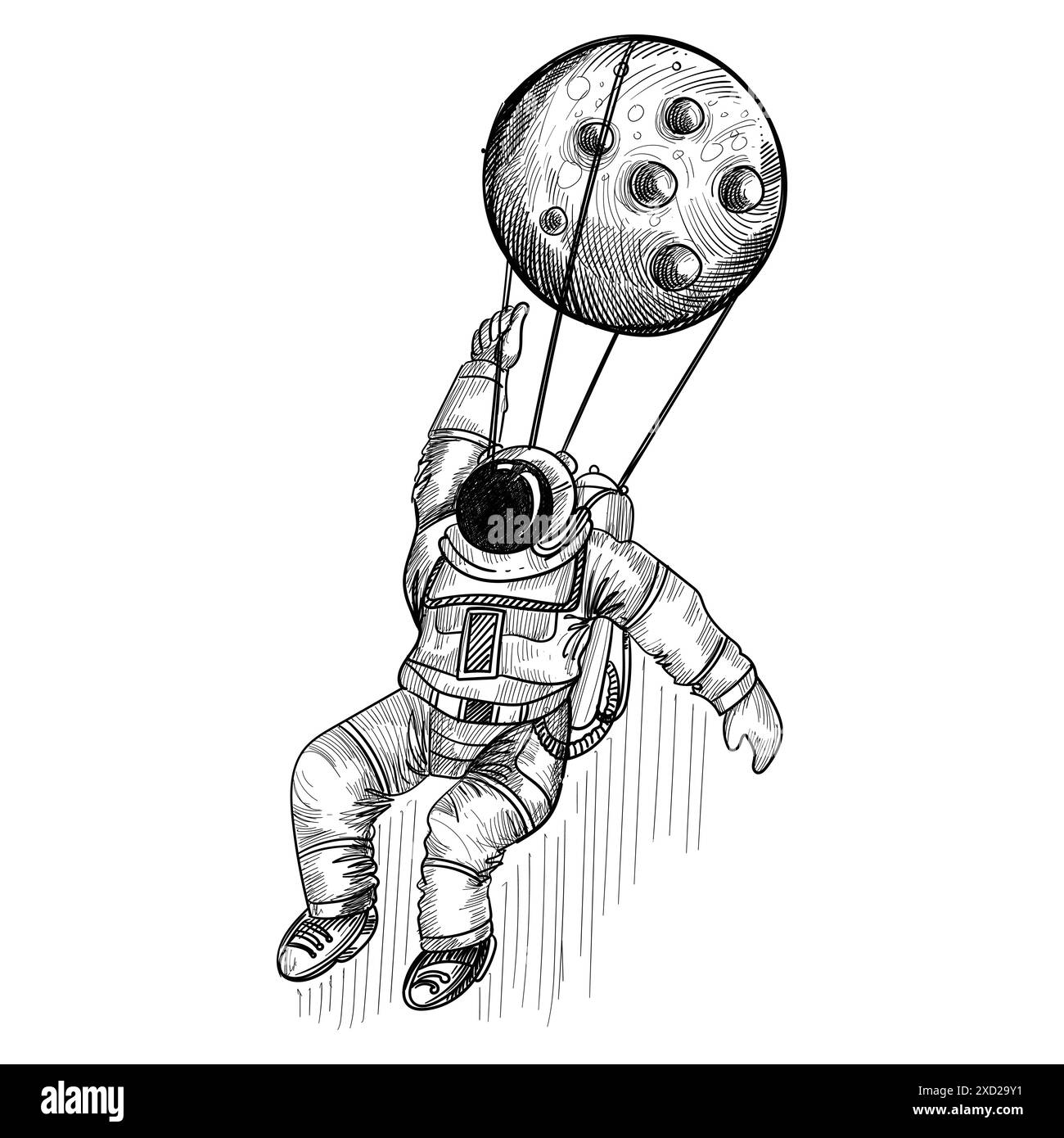 Hand draw astronaut cosmonaut in a space sketch design Stock Vector ...