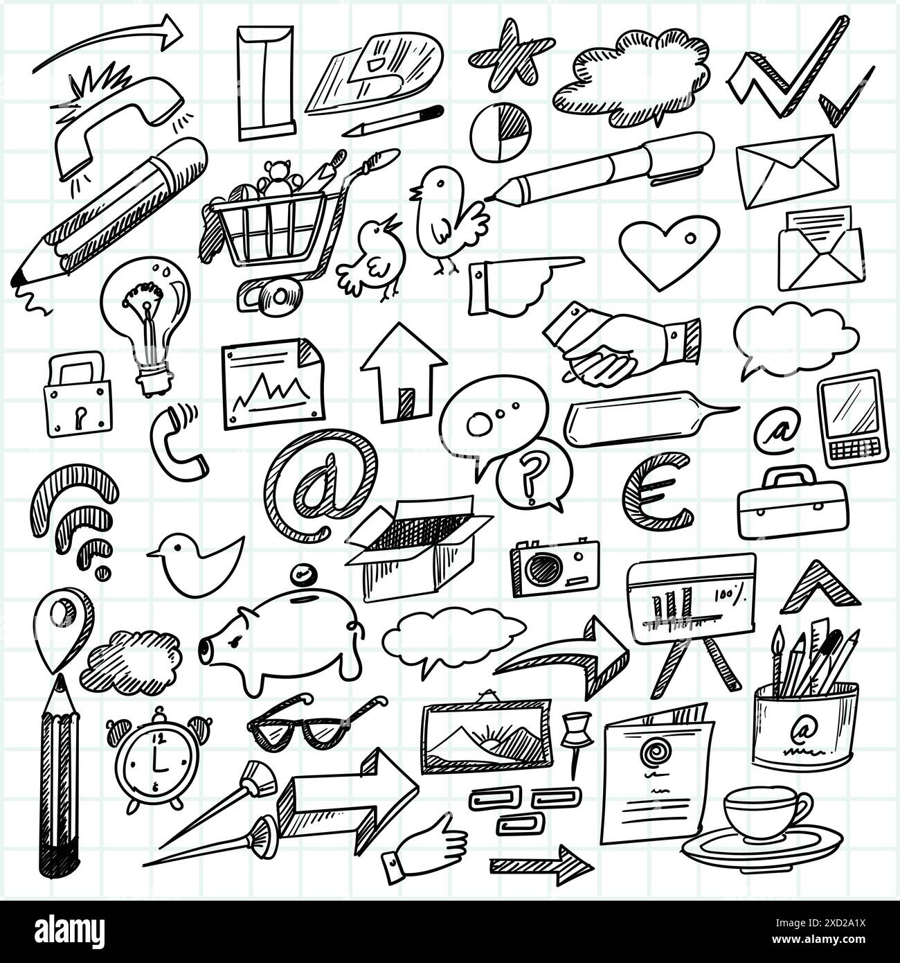 Hand draw technology sketch icon doodle set design Stock Vector Image ...