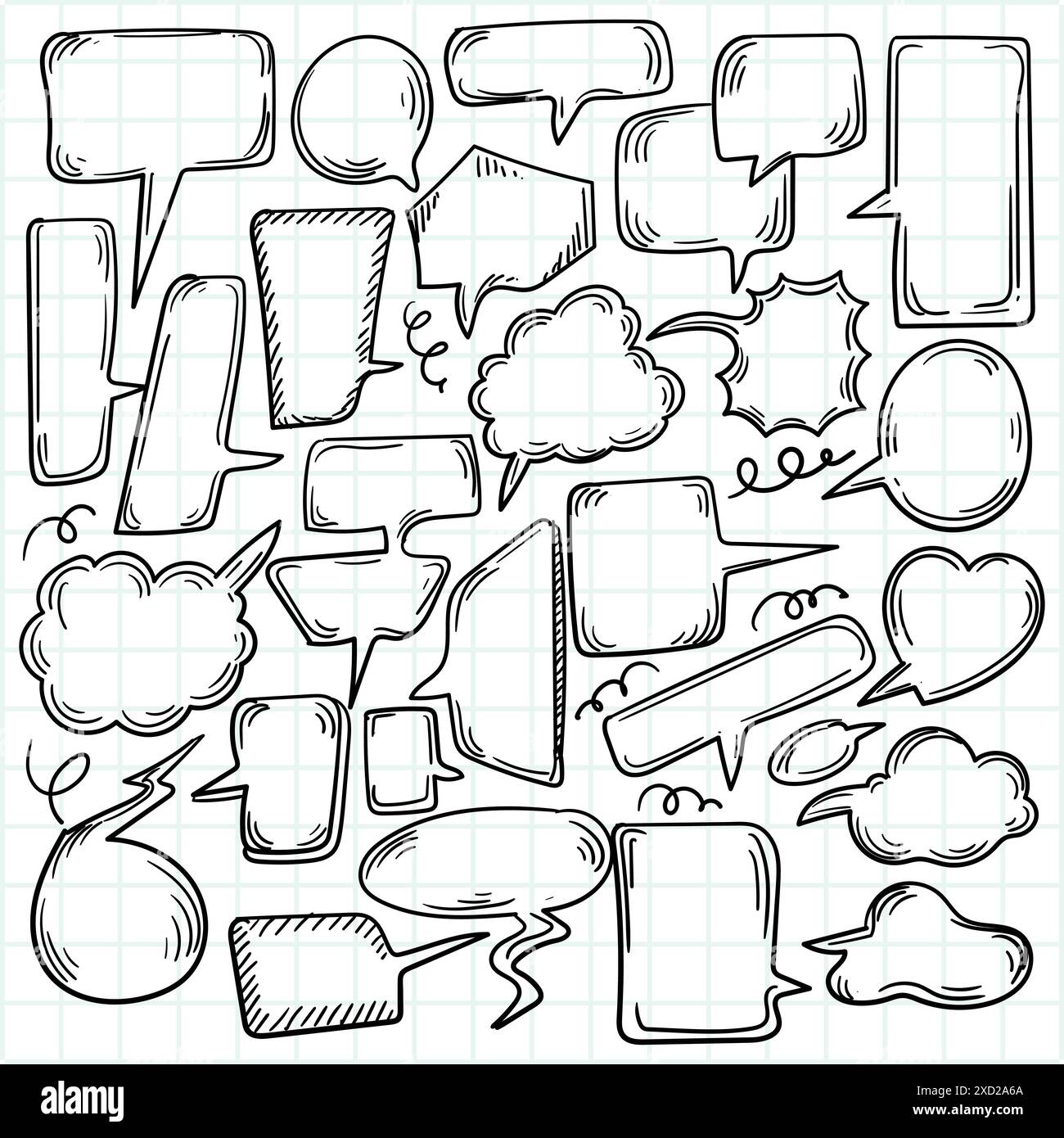 Hand drawn sketch speech bubble set design Stock Vector Image & Art - Alamy