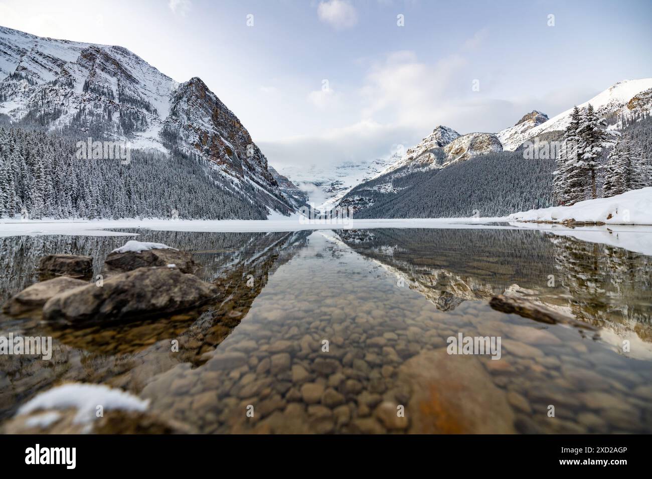 Iconic Lake Louise in Banff National Park during winter time with ...