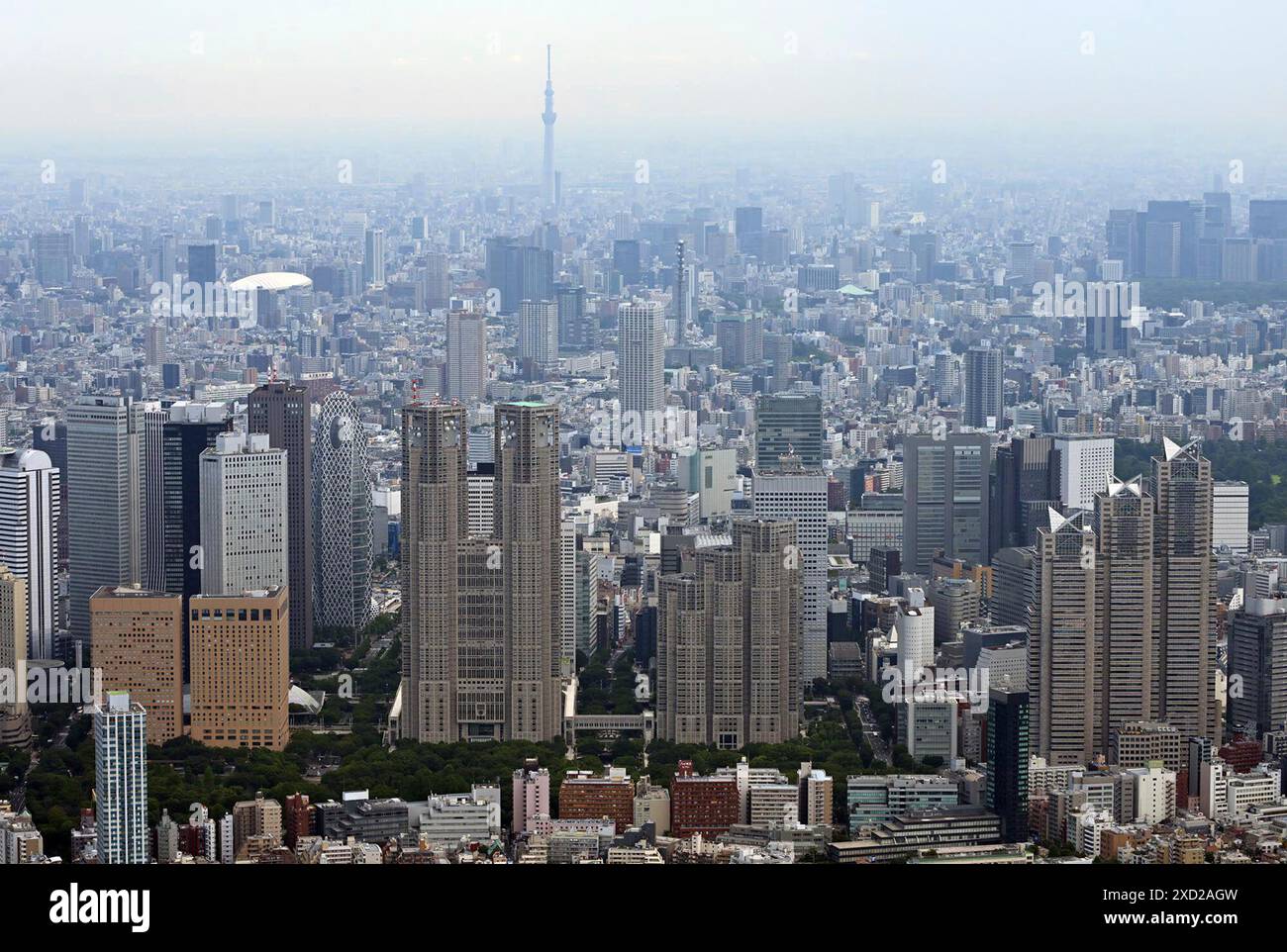 An aerial photo shows Tokyo Metropolitan Government Buildings in ...