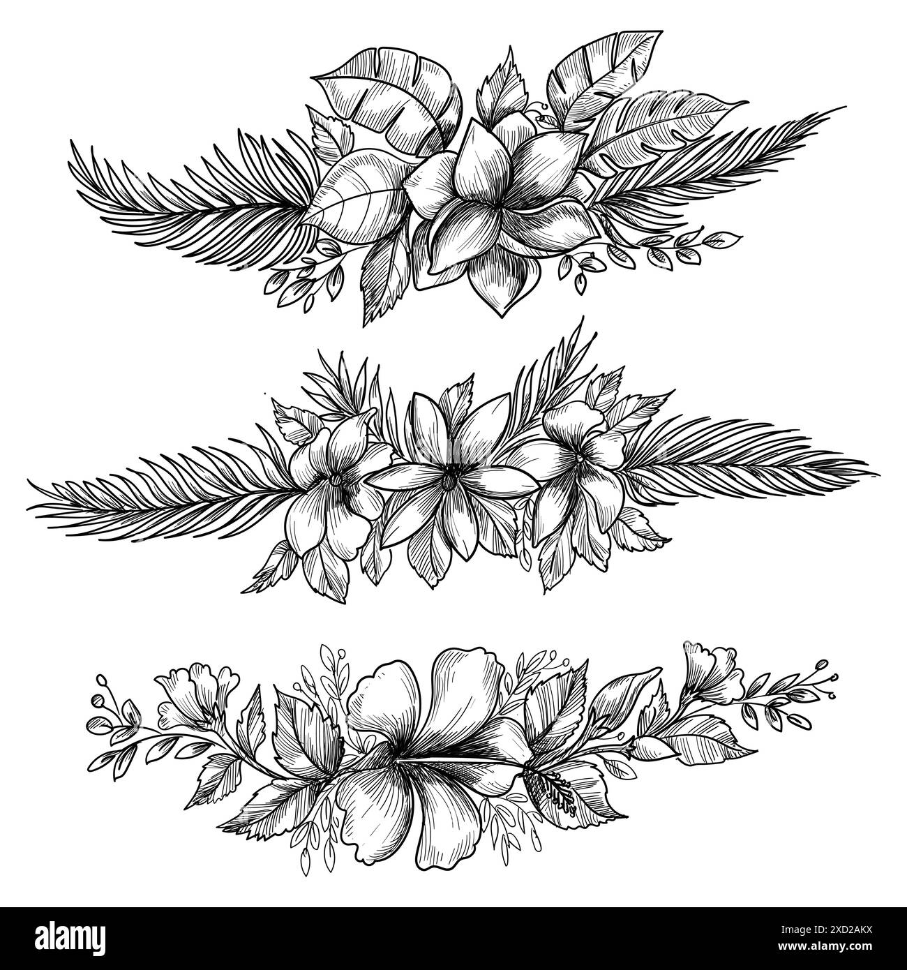 Decorative floral set sketch design Stock Vector Image & Art - Alamy