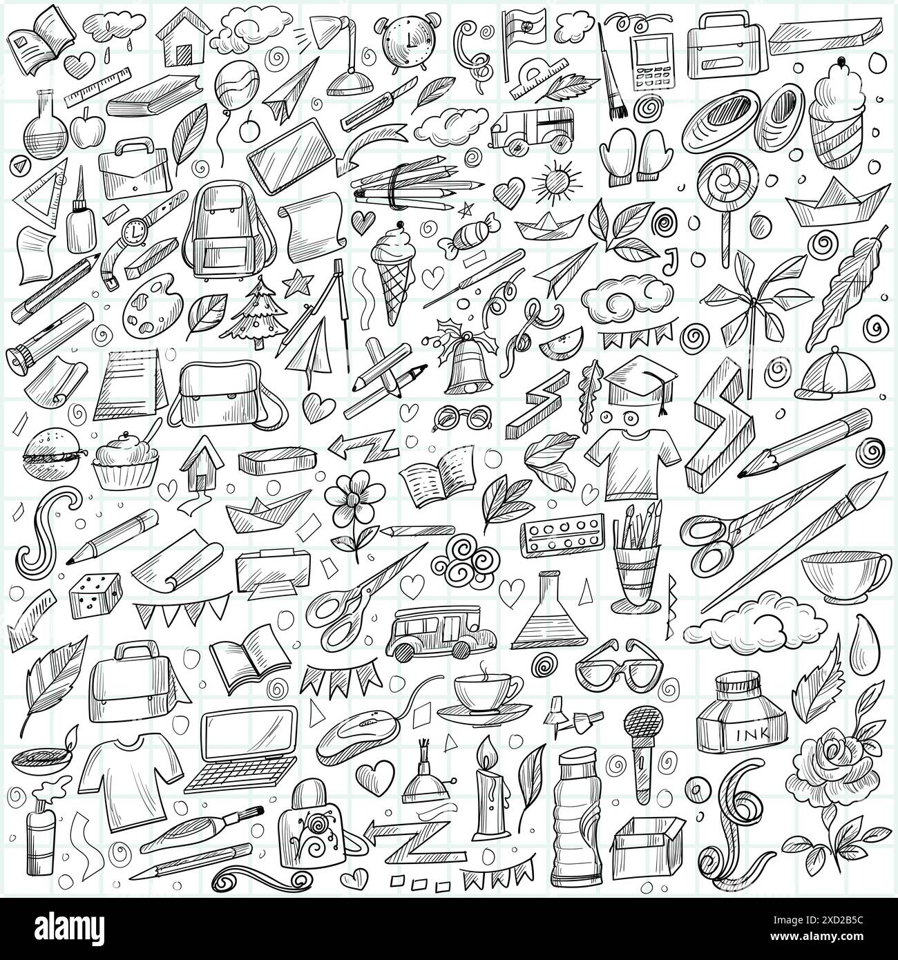 Hand draw doodle education and work set sketch design Stock Vector ...