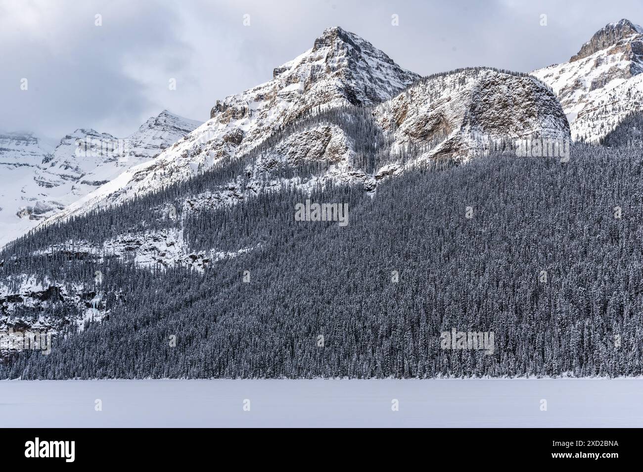 Winter scenery in Alberta with snow-covered mountains and landscape in ...