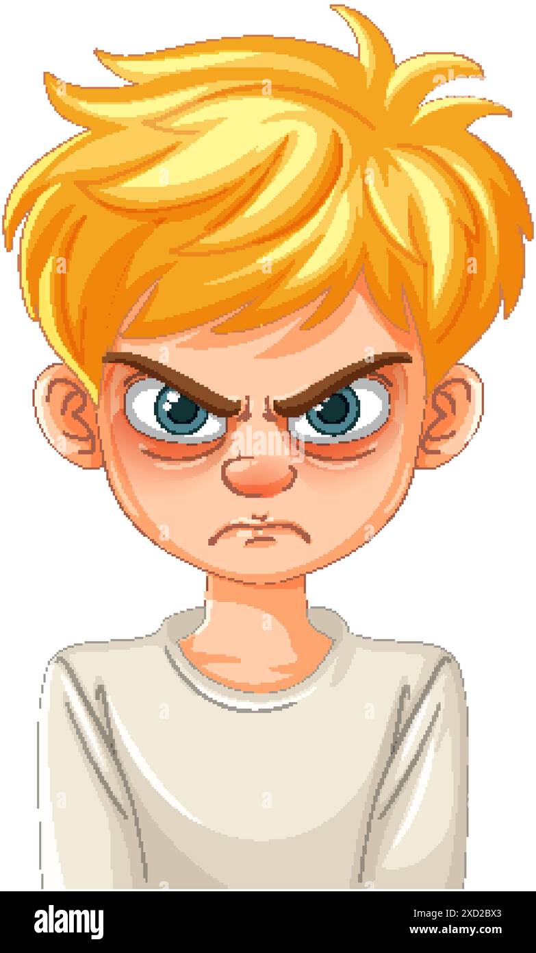 Illustration of a boy with an angry expression Stock Vector Image & Art ...