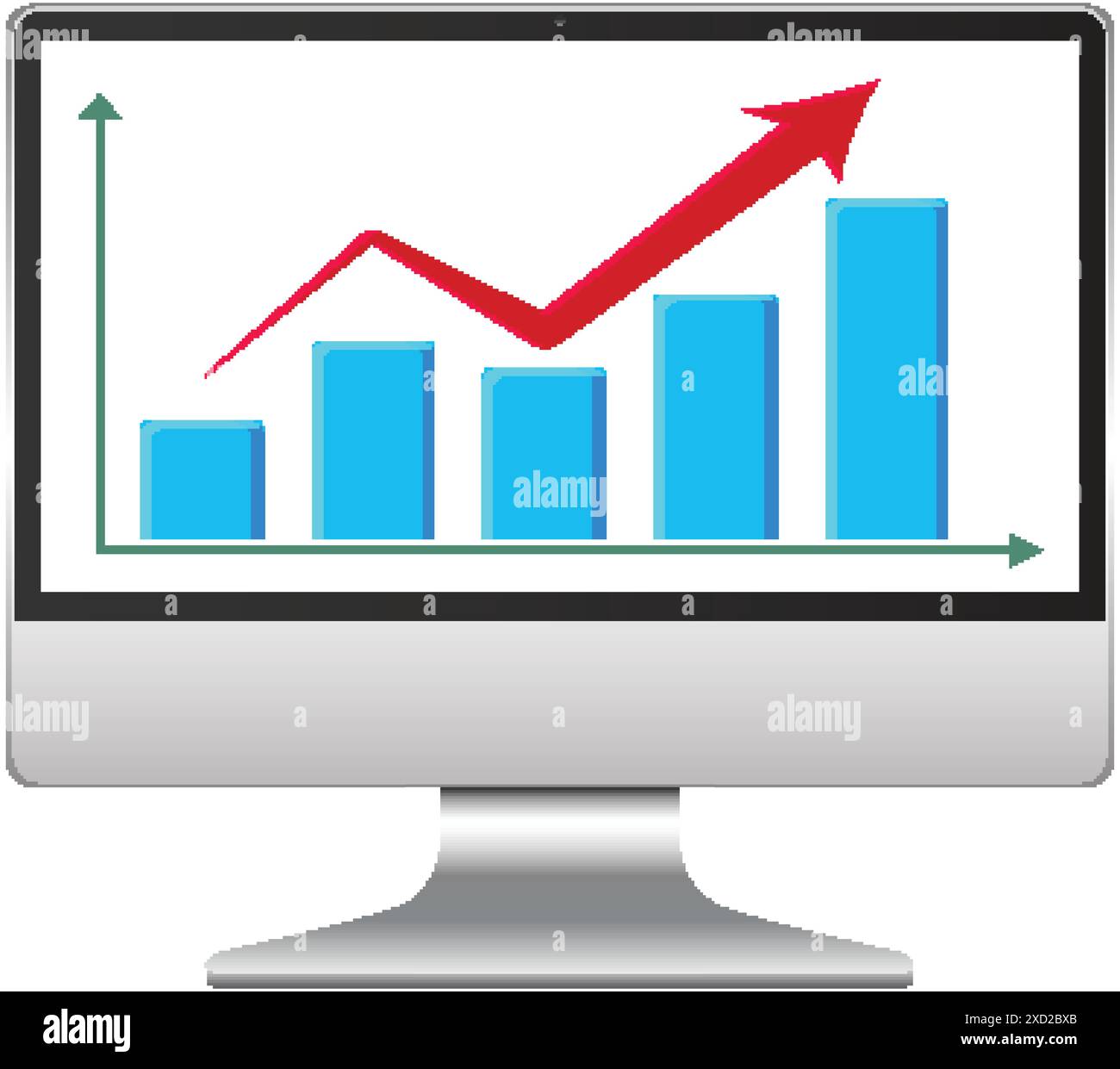 Bar graph with upward trend on monitor Stock Vector Image & Art - Alamy