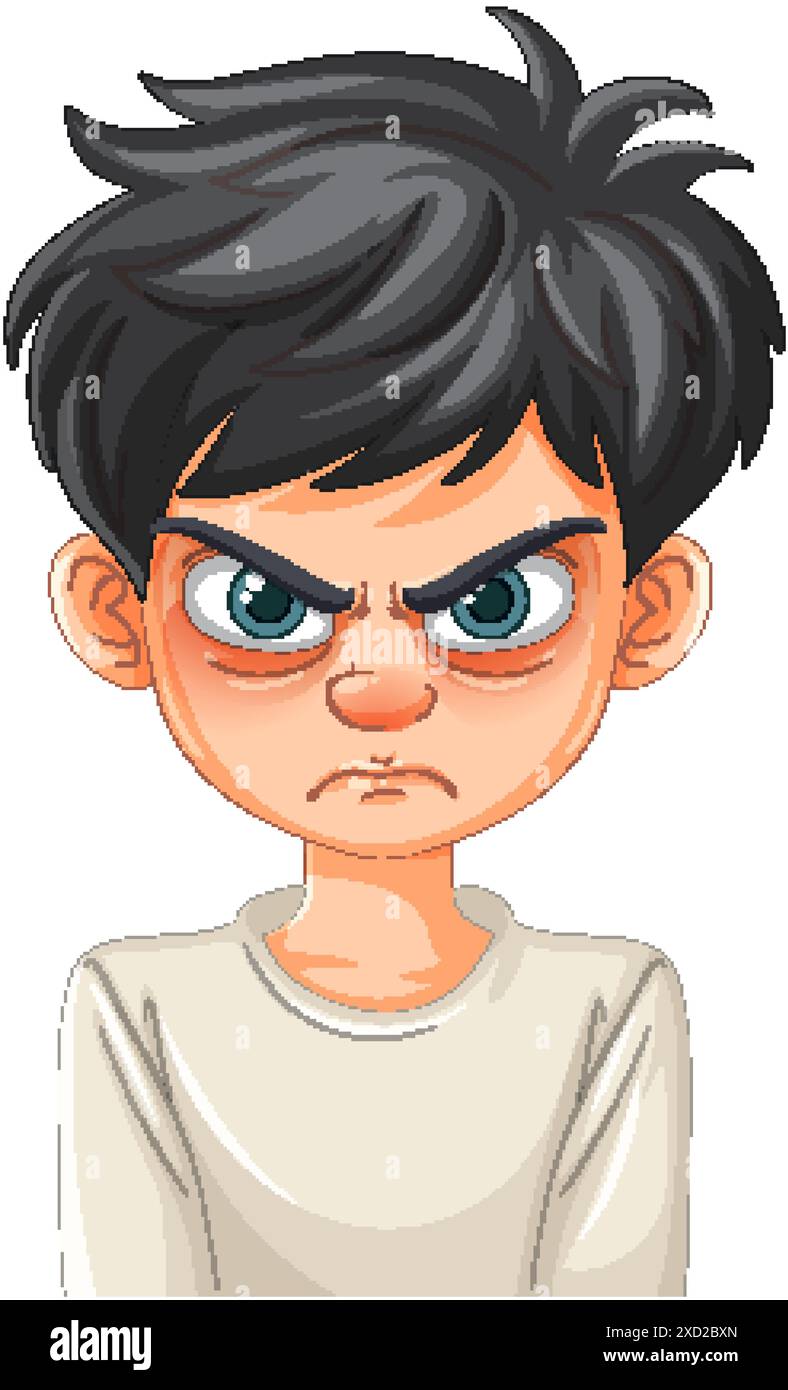 Illustration of a boy with an angry expression Stock Vector Image & Art ...