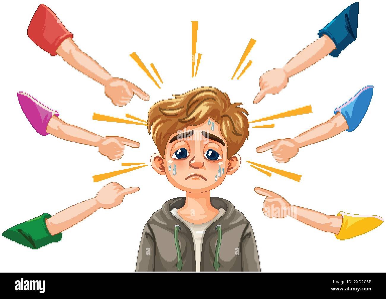 Sad boy surrounded by pointing fingers Stock Vector Image & Art - Alamy