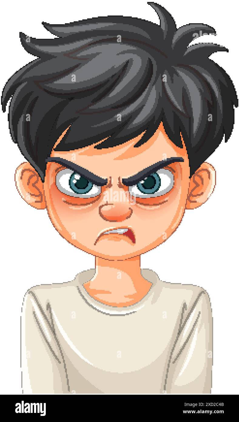 Illustration of a boy showing anger Stock Vector Image & Art - Alamy
