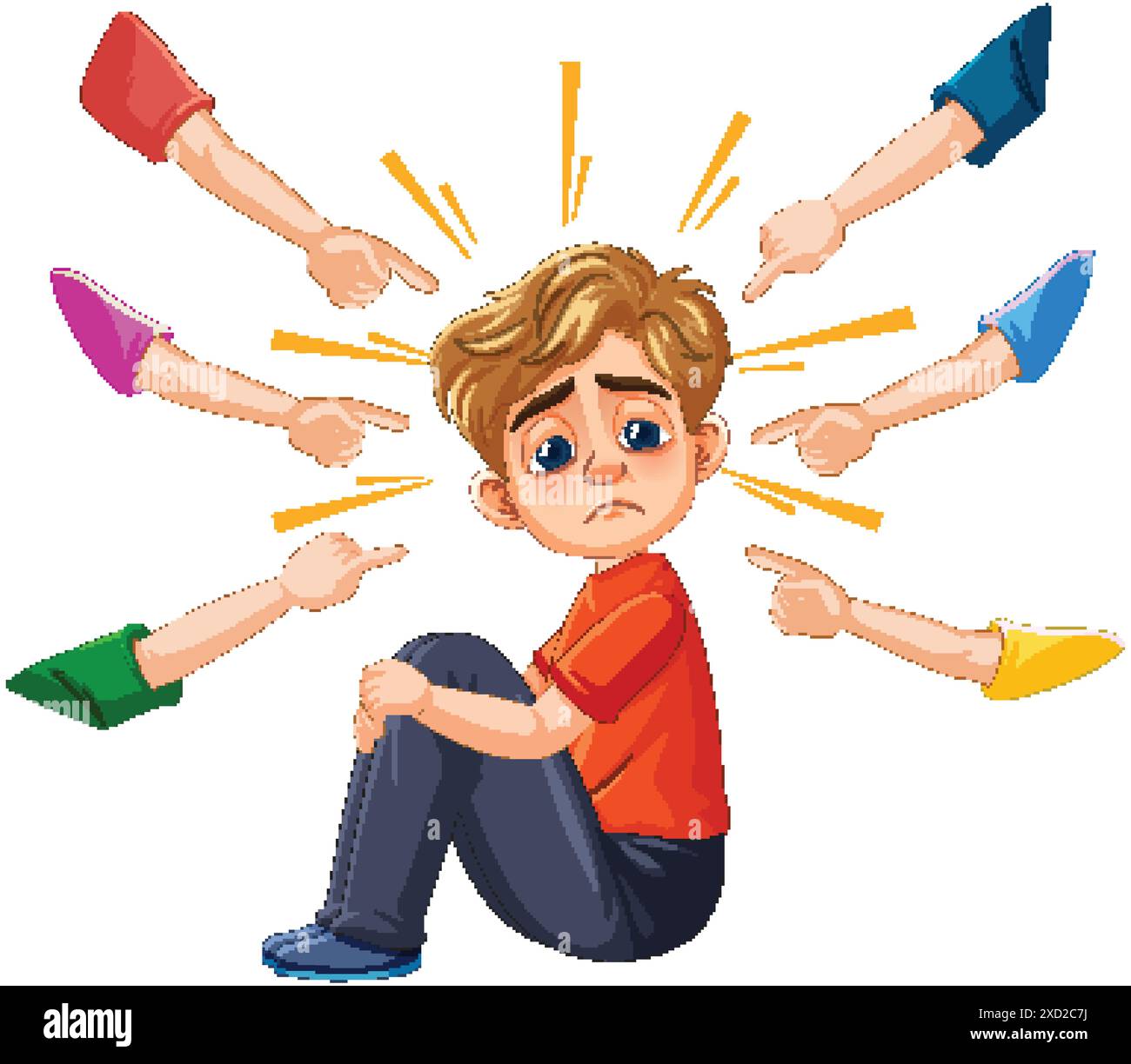 Sad child surrounded by pointing fingers Stock Vector Image & Art - Alamy