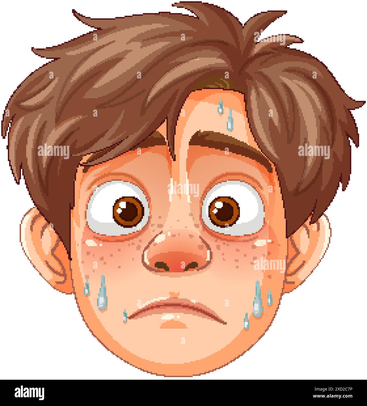 Illustration of a boy looking anxious and sweating Stock Vector Image ...