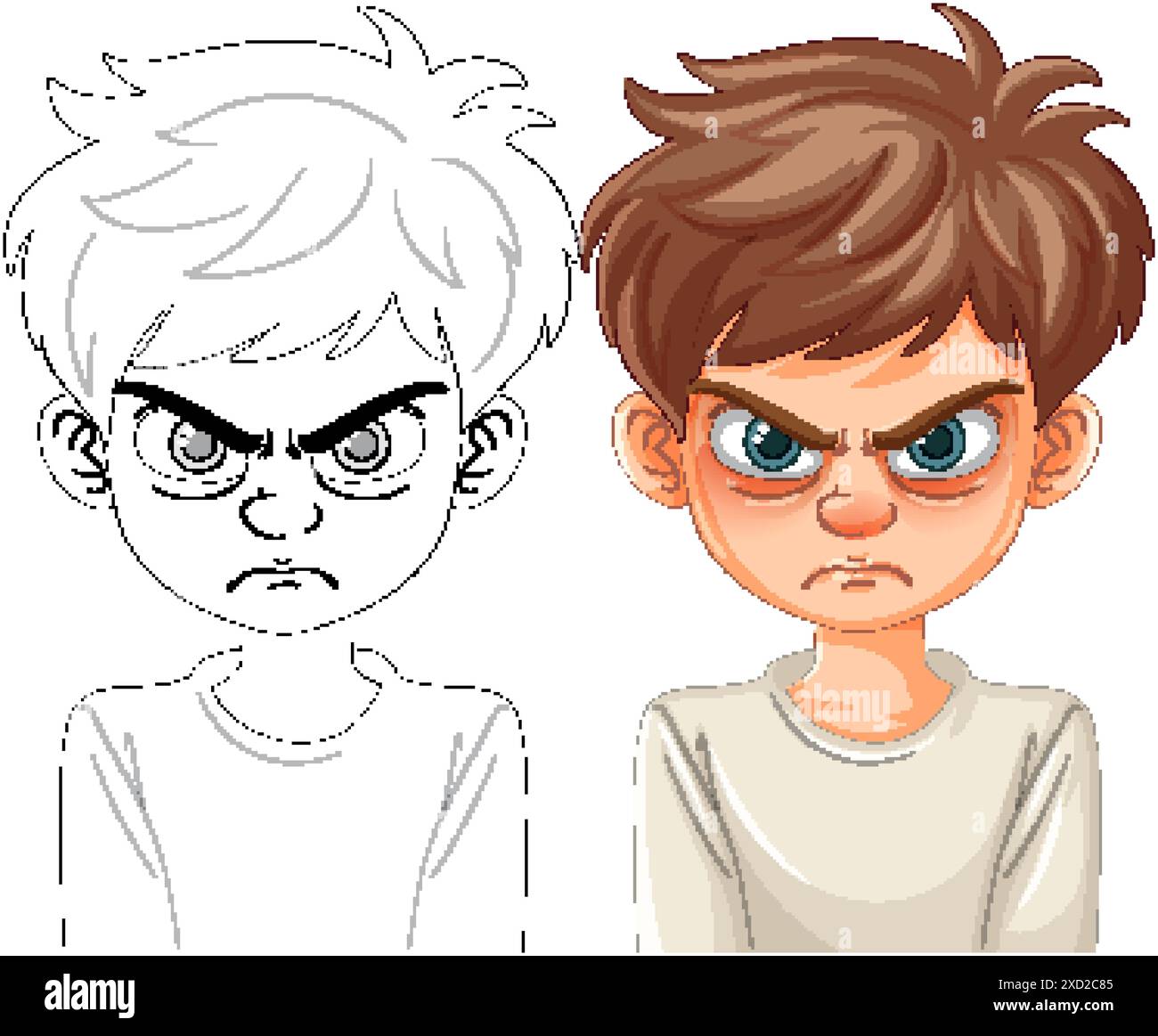 Illustration of an angry boy's face Stock Vector Image & Art - Alamy