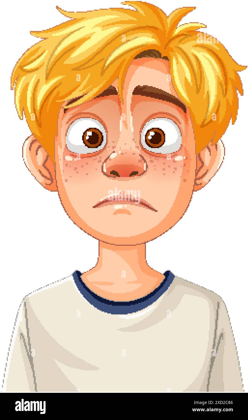 Illustration of a concerned young boy Stock Vector Image & Art - Alamy