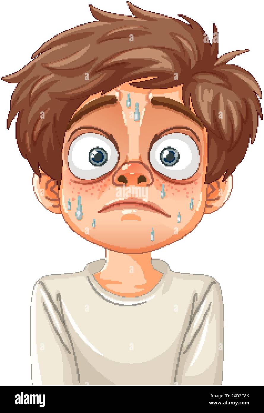 Illustration of a worried, sweating boy Stock Vector Image & Art - Alamy