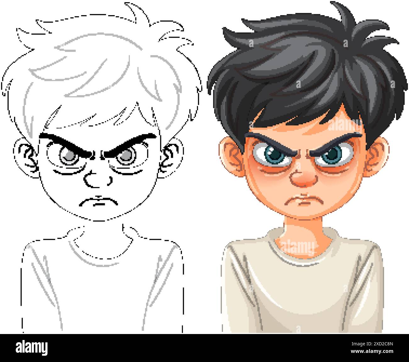 A boy with an angry facial expression Stock Vector Image & Art - Alamy