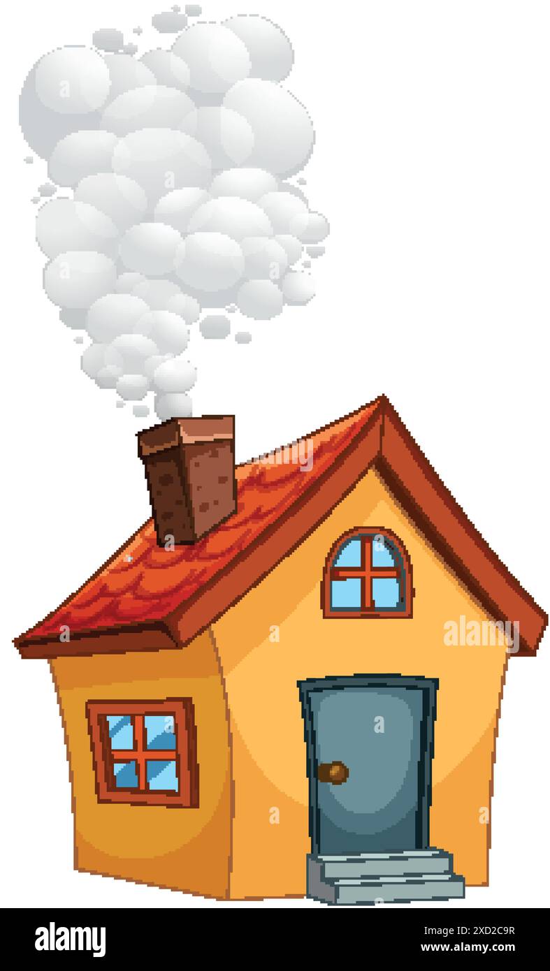 Illustration of a house with smoke from chimney Stock Vector Image ...
