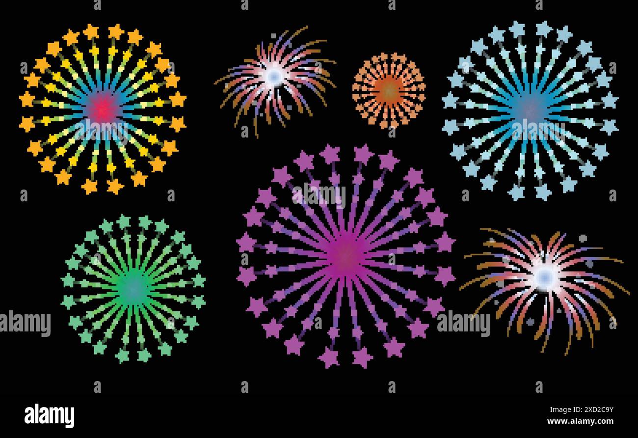Vibrant fireworks in various colors and patterns Stock Vector Image ...