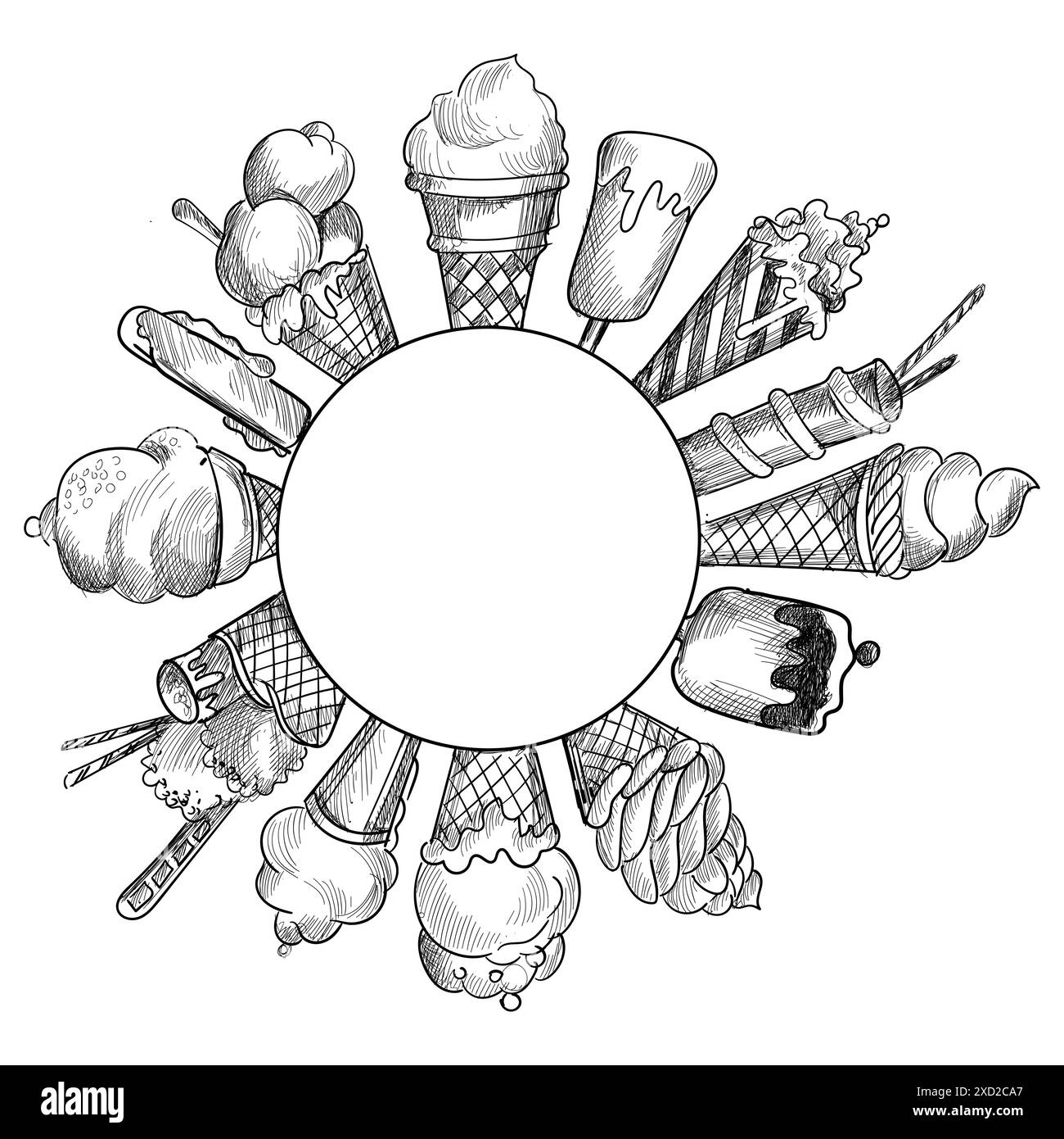 Hand drawn sketch illustration ice cream background Stock Vector Image ...