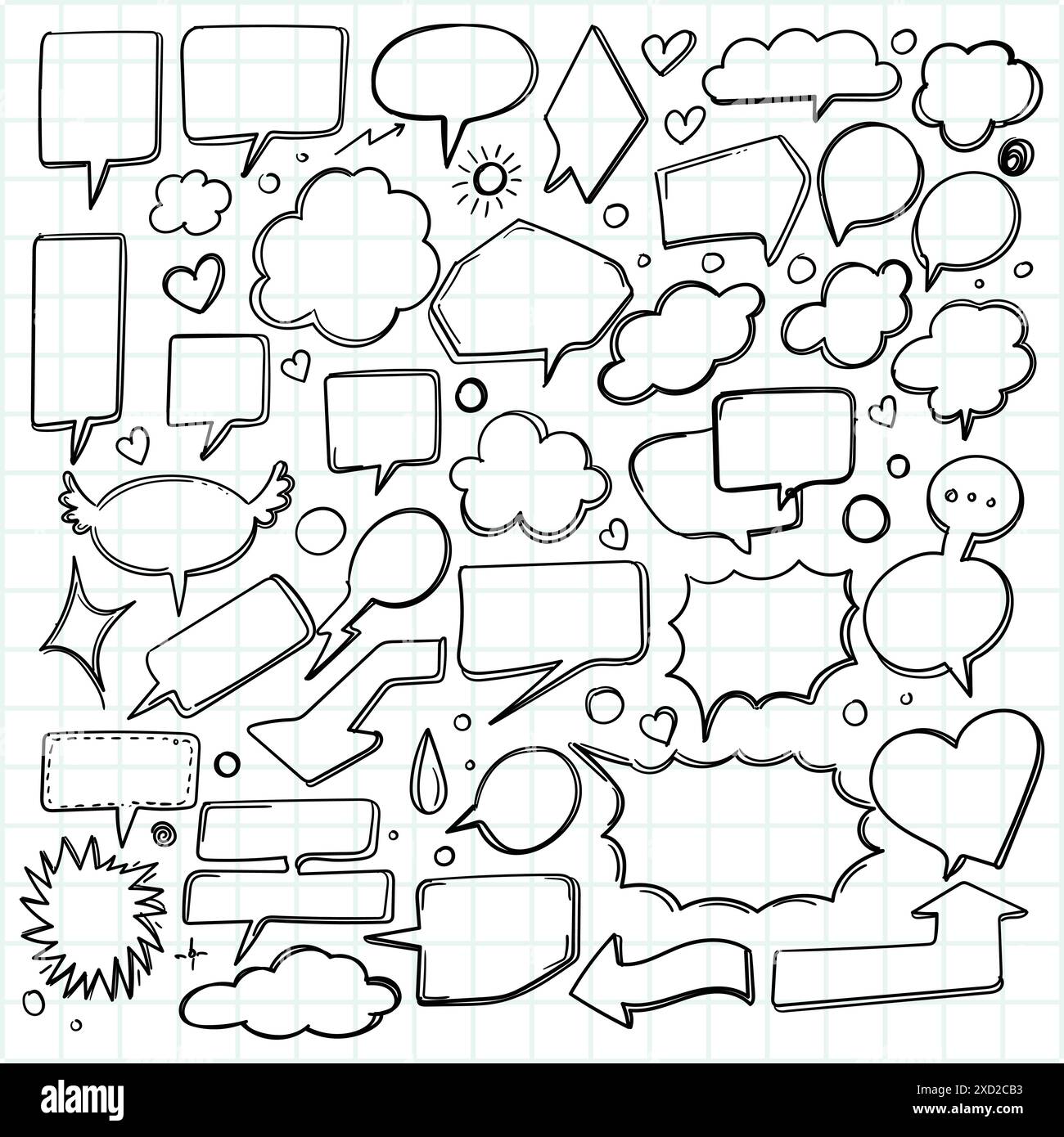 Hand drawn sketch speech bubble set design Stock Vector Image & Art - Alamy