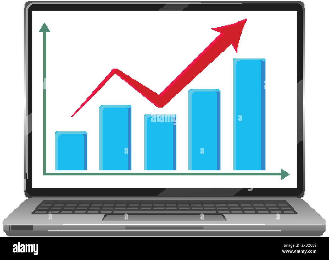 Bar chart with upward trend on laptop screen Stock Vector Image & Art ...