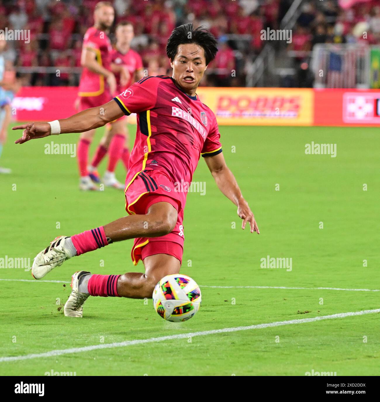 St. Louis, USA. 19th June, 2024. St. Louis City midfielder Hosei Kijima ...