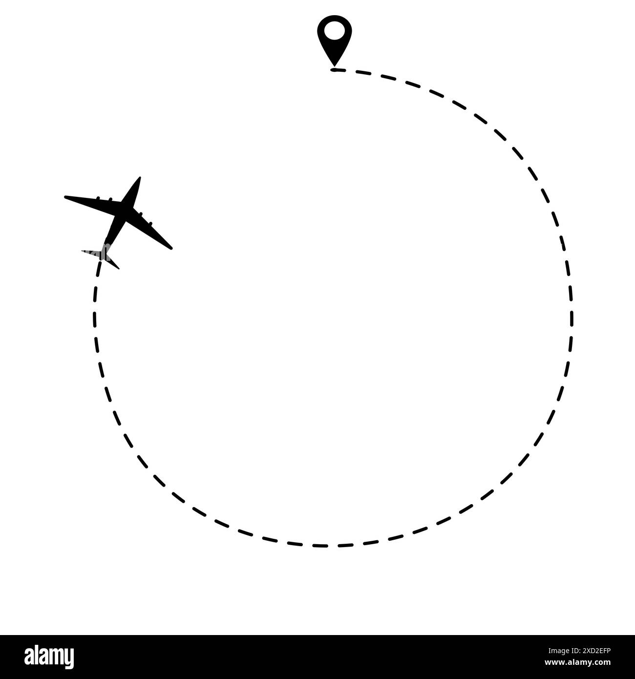 Itinerary dashed trace heart shape, line airplane flight, dotted path ...