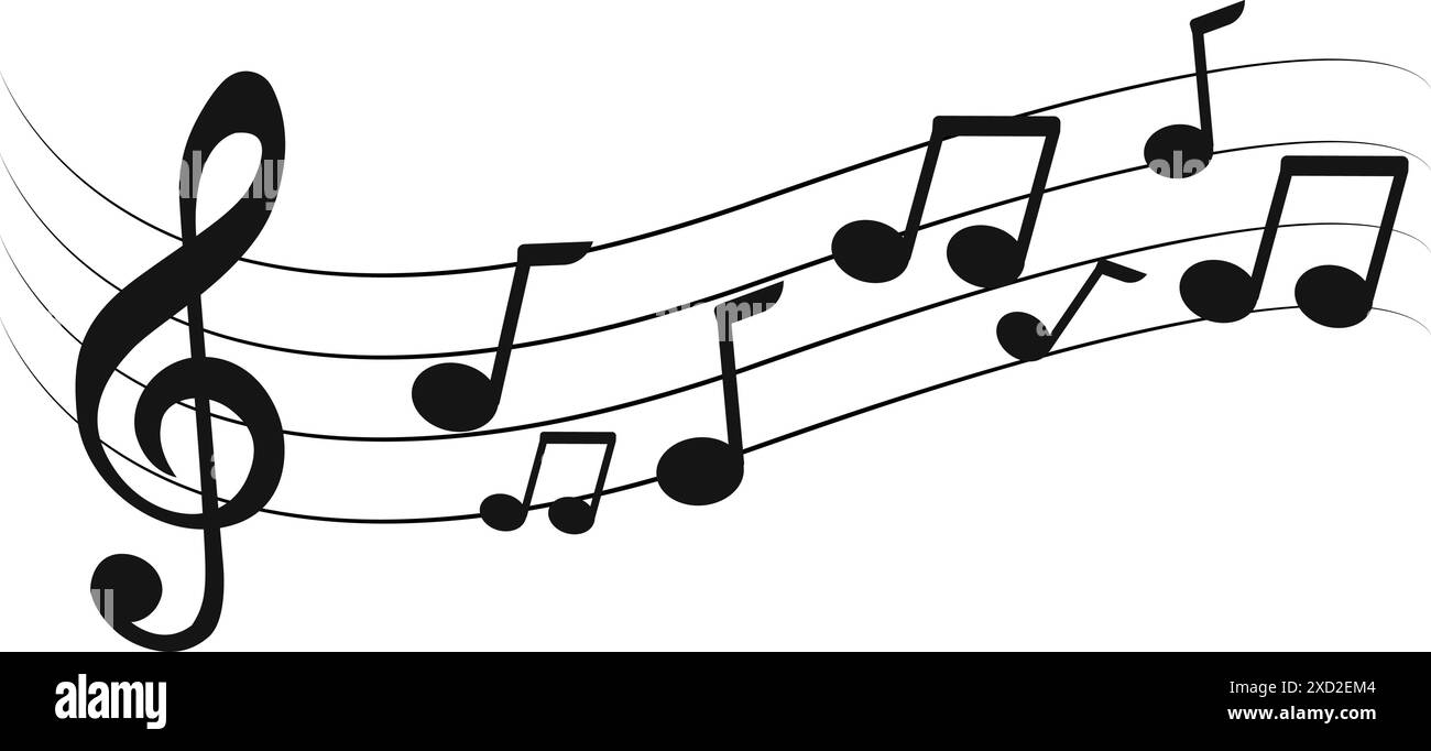 Music notes wave, Curve musical signs, sound wave line symbol, acoustic ...