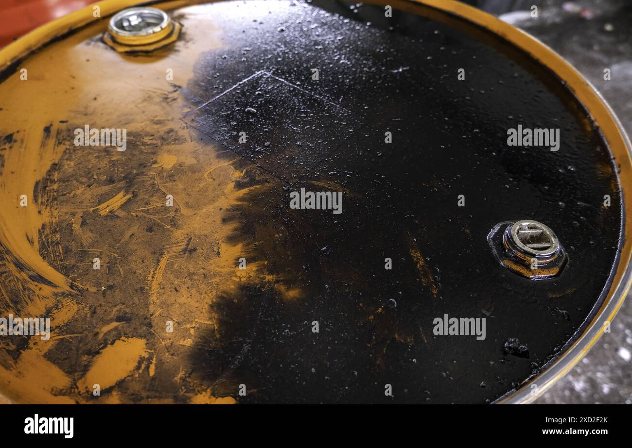 Detail of dirty and used oil, pollution and destruction of the ...