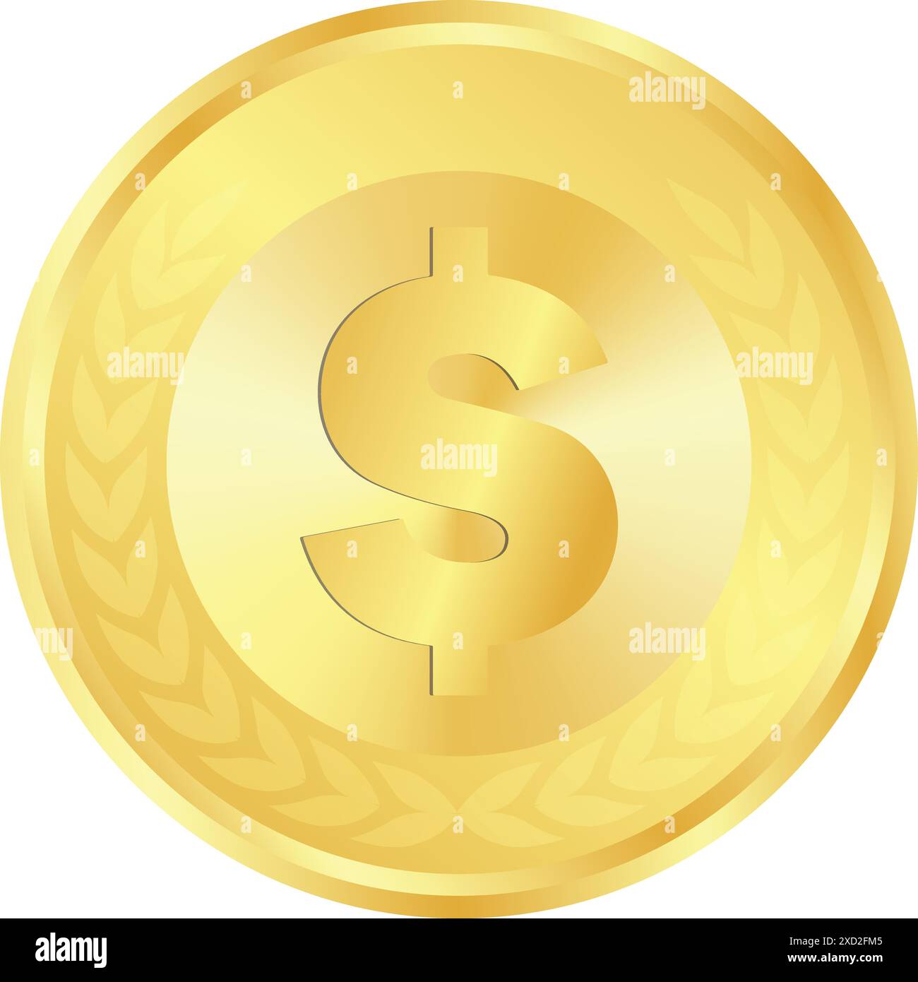 Realistic Dollar, colorful dollar coin, golden money coin, Golden ...