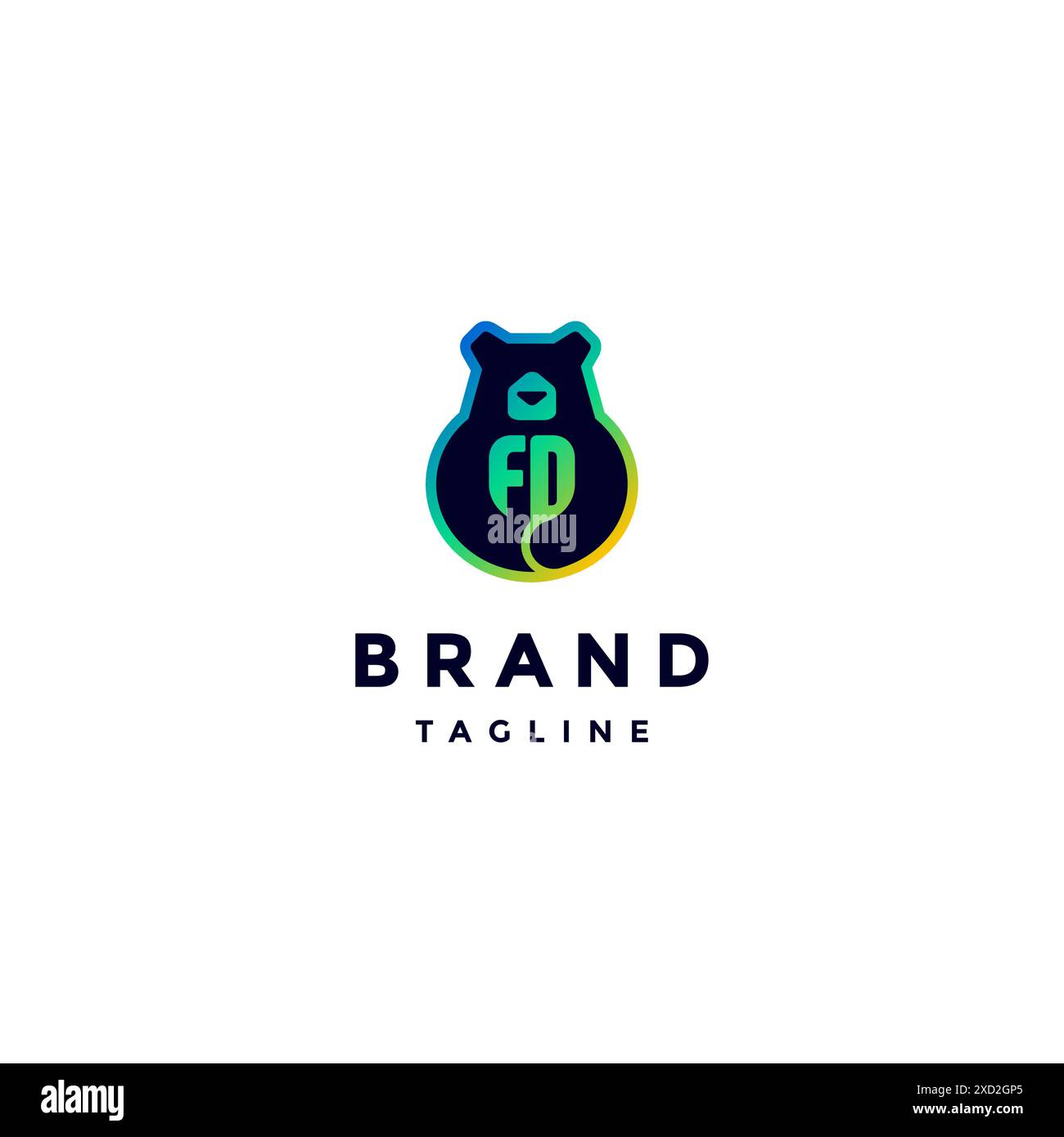 Bear Hugging Initials Letter FD Logo Design. Initial Letter F And D In ...