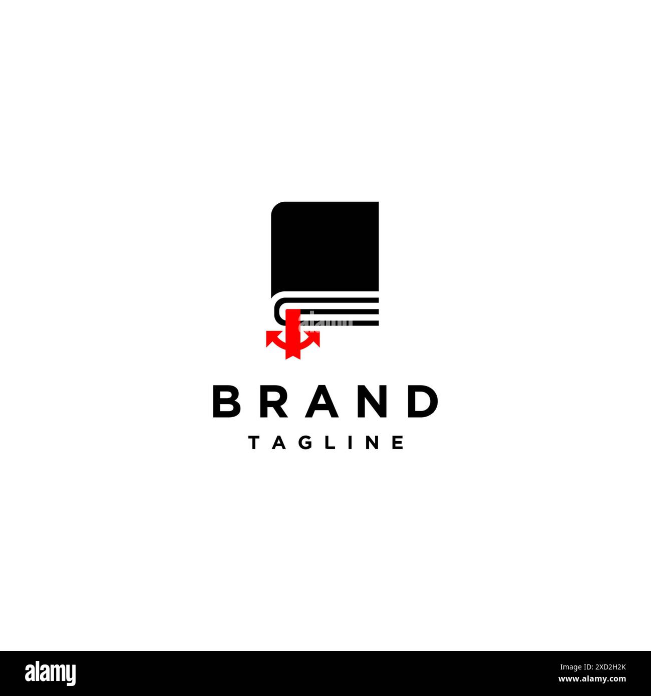 Book Icon With Anchor Shaped Bookmark Logo Design. Education Symbol Of ...