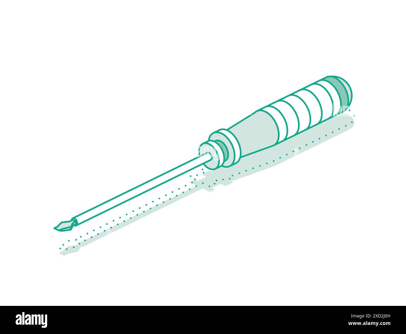 Isometric Screwdriver Vector Illustration Outline Object Isolated On White Background Work