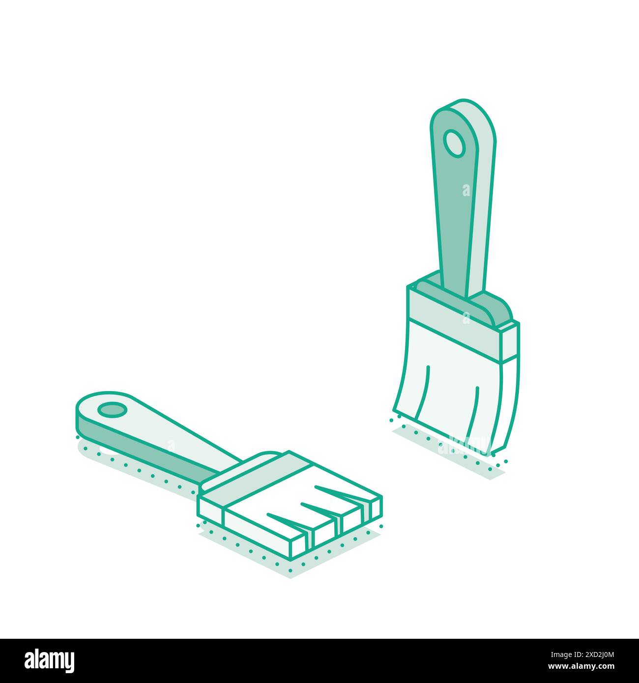 Isometric paint brush. Vector illustration. Outline object isolated on ...