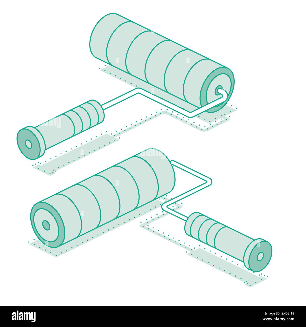 Isometric paint roller. Vector illustration. Outline object on white ...