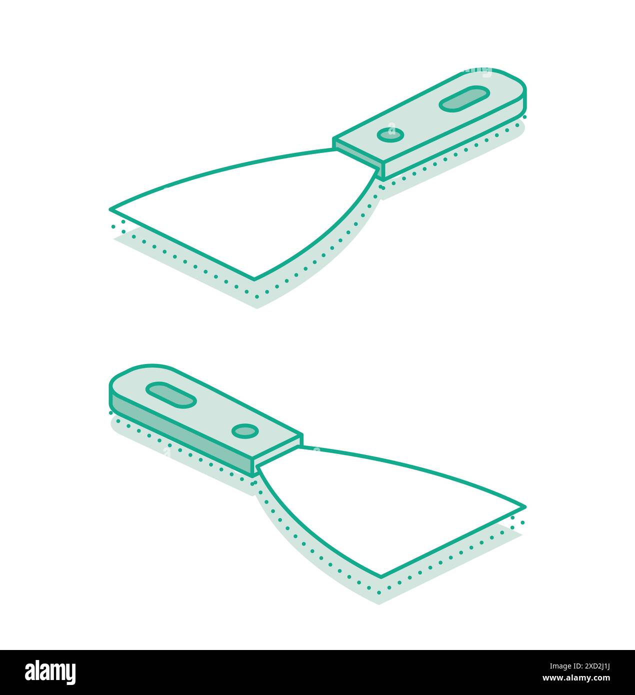 Isometric scraper putty knife. Vector illustration. Outline object ...